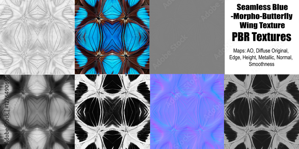 Blue Morpho Butterfly PBR Texture - All 7 Maps - Pattern - 3D Design ...