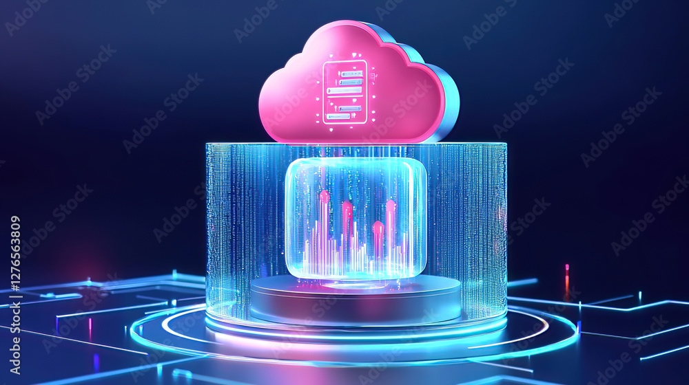 Best cloud platform provider. Modern Cloud Storage Concept with Data Visualization Elements ...