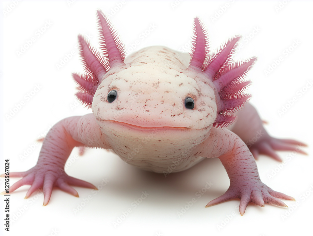 Scale representation of Axolotl, animal photo, white background Stock ...