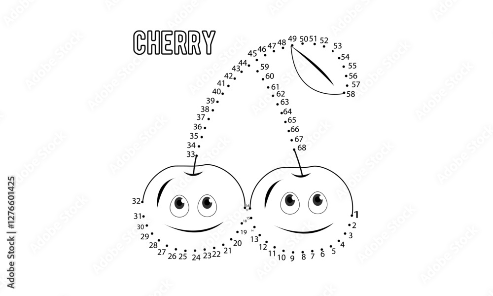 Cherry Dot to Dot Coloring Page for Kids - Fun Printable Educational ...