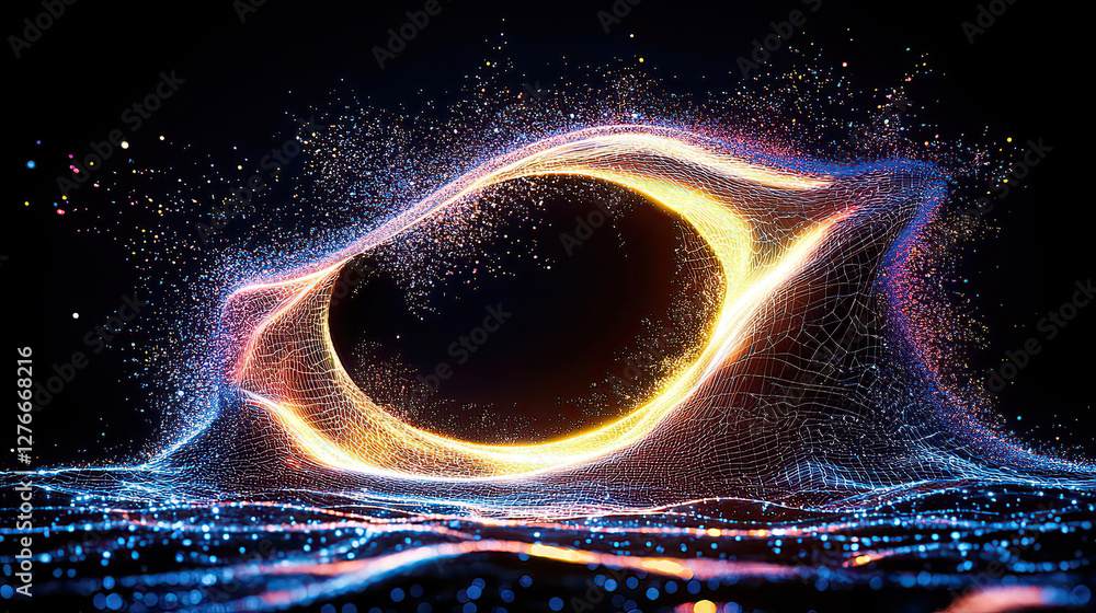 AI-powered quantum combines artificial intelligence with quantum computing. Abstract Colorful ...