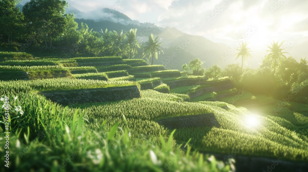 Balinese Rice Terraces 4K Ultra-Detailed HDRI Image Stock Photo | Adobe ...