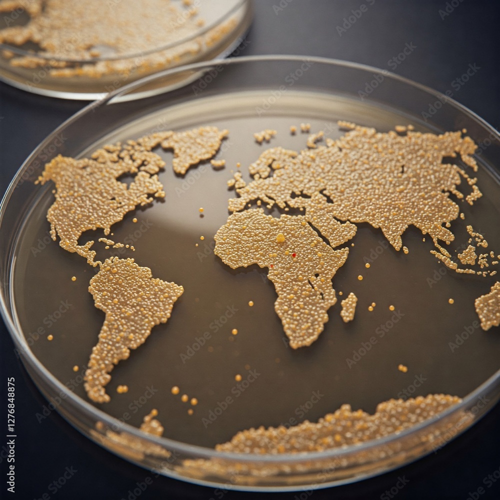 Foto de Stock Petri dish with bacterial growth forming the shape of a ...
