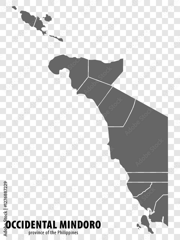 Blank map Occidental Mindoro of Philippines. High quality map ...