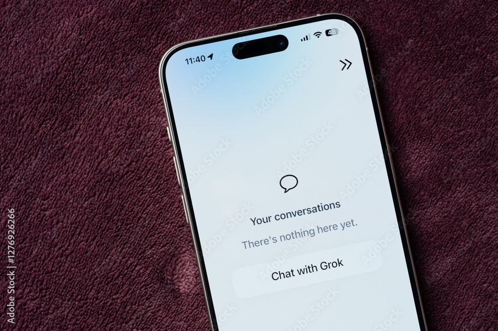 Start new chat with Grok AI Stock Photo | Adobe Stock