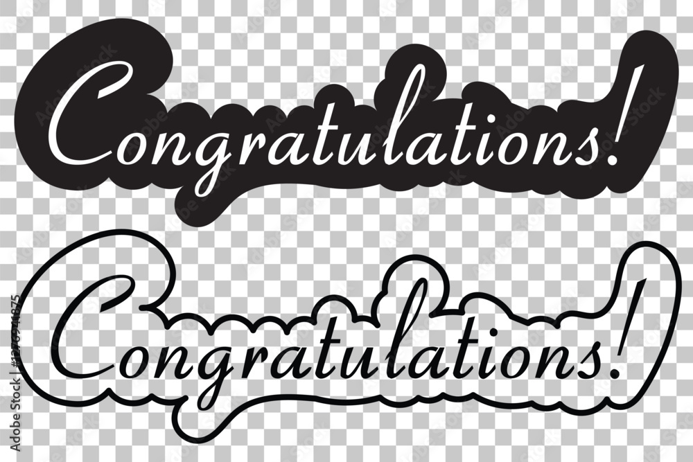 Congratulations handwritten text, vector congrats typographic sign ...