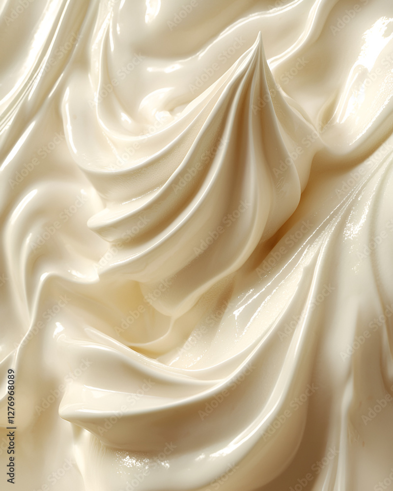 Swirls of creamy white frosting, a delectable dessert topping with a ...