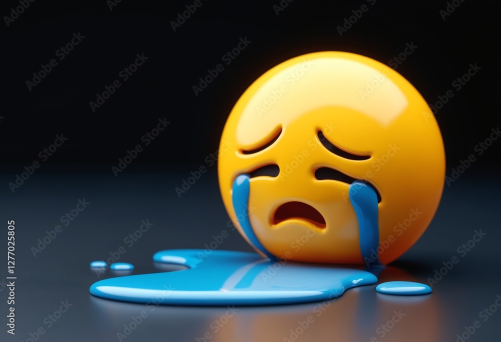Sad crying emoji, crying emoji with tears streaming down its face Stock ...