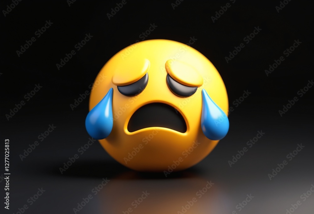 Sad crying emoji, crying emoji with tears streaming down its face Stock ...