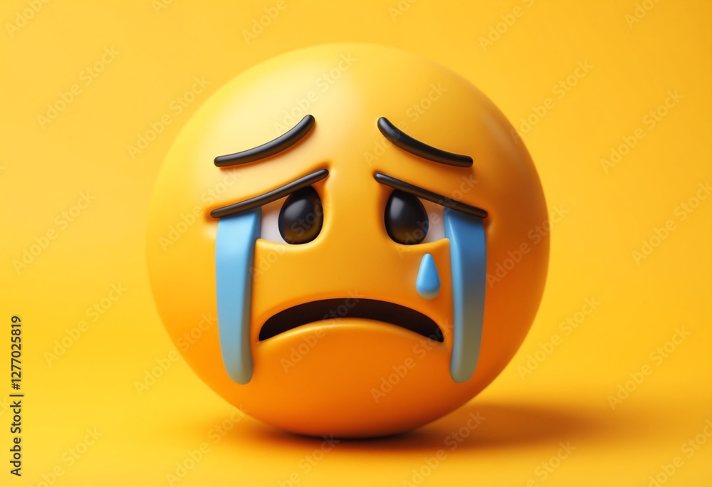 Stock-Illustration „Sad crying emoji, crying emoji with tears streaming ...