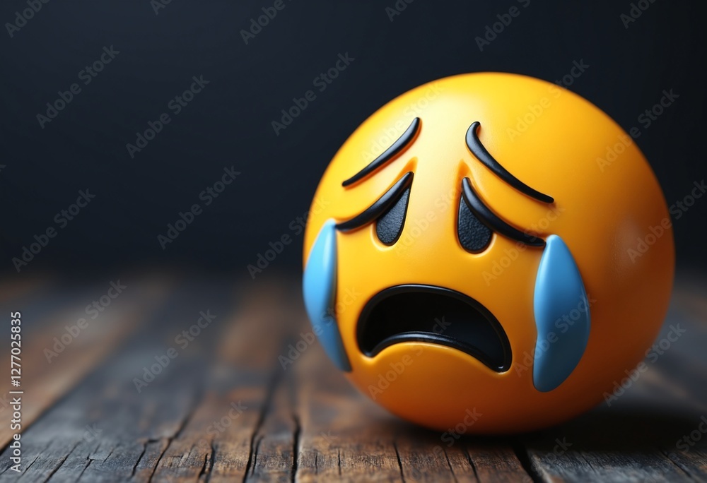 Sad crying emoji, crying emoji with tears streaming down its face Stock ...