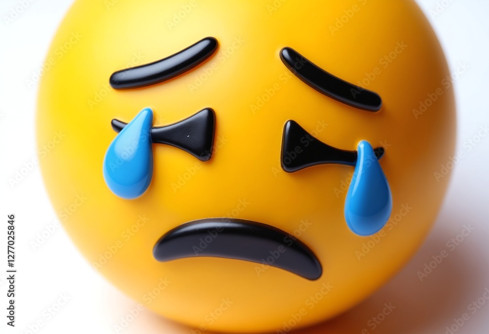 Sad crying emoji, crying emoji with tears streaming down its face Stock ...