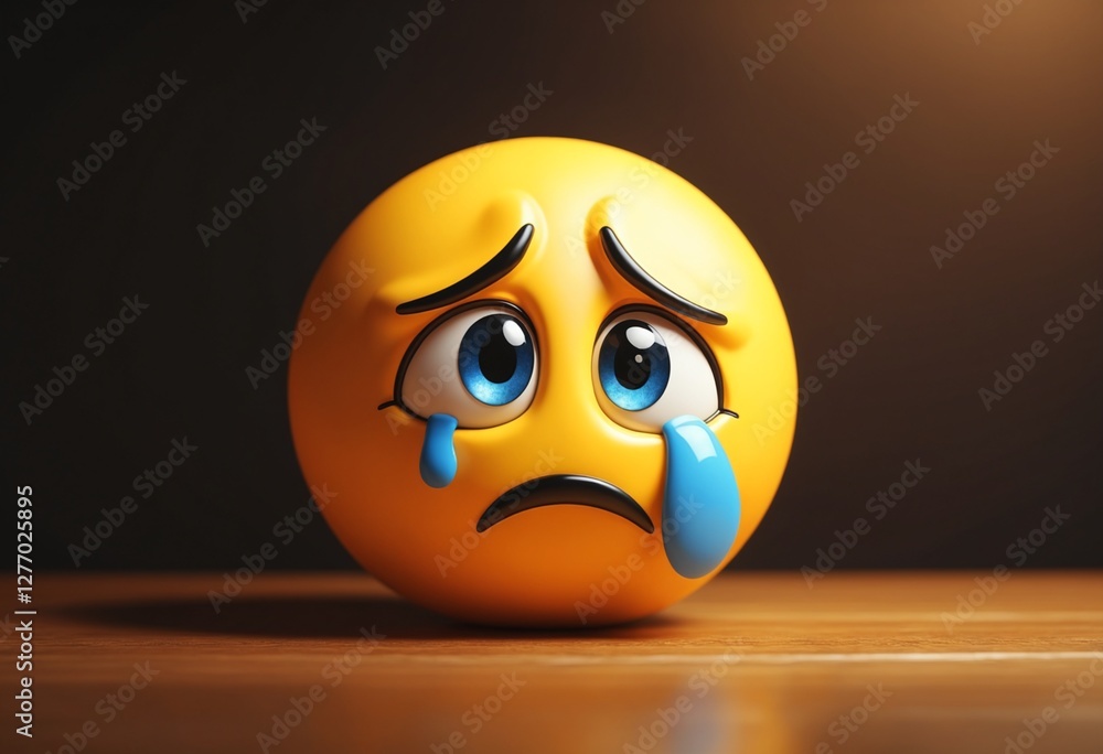Sad crying emoji, crying emoji with tears streaming down its face Stock ...