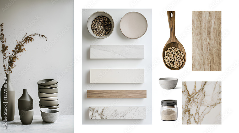 Stock-Foto „Modern Kitchen Mood Board. An interior design mood board ...