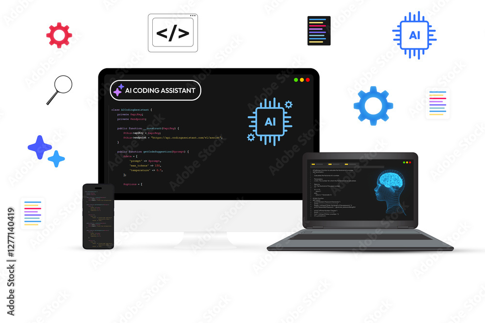 Programming and Coding with the Help of Artificial Intelligence concept ...