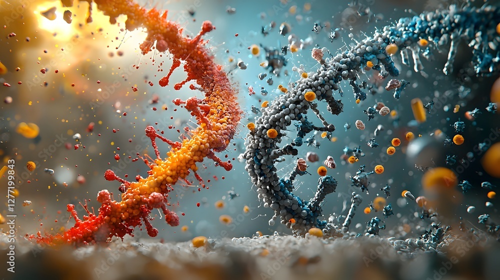 Mutated DNA Molecule Compared to Normal Genetic Code Structure in a ...