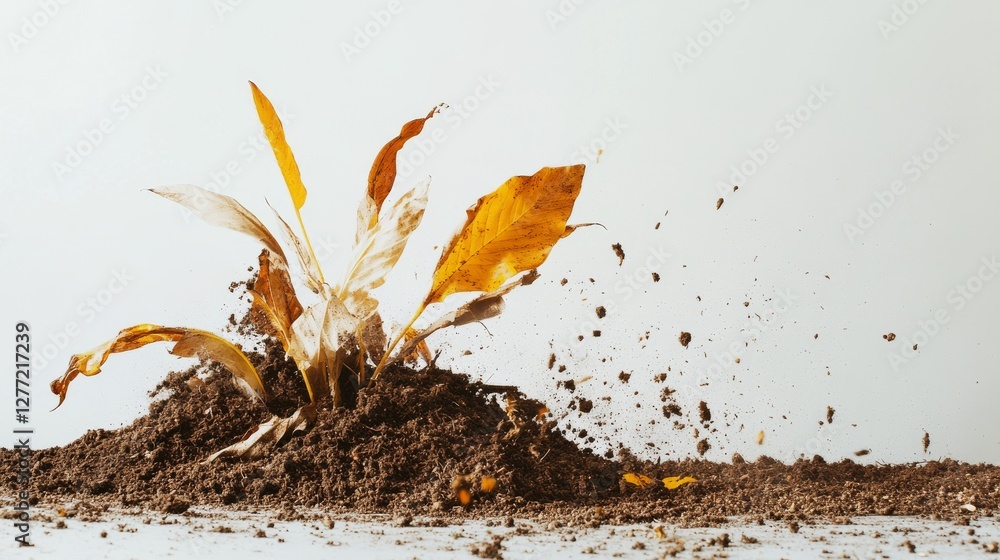 Toxic fertilizer contributing to soil pollution. Featuring damaged ...