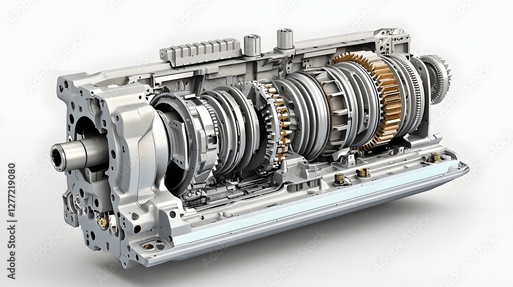 and detailed composition of the inner workings of a car s gearbox ...