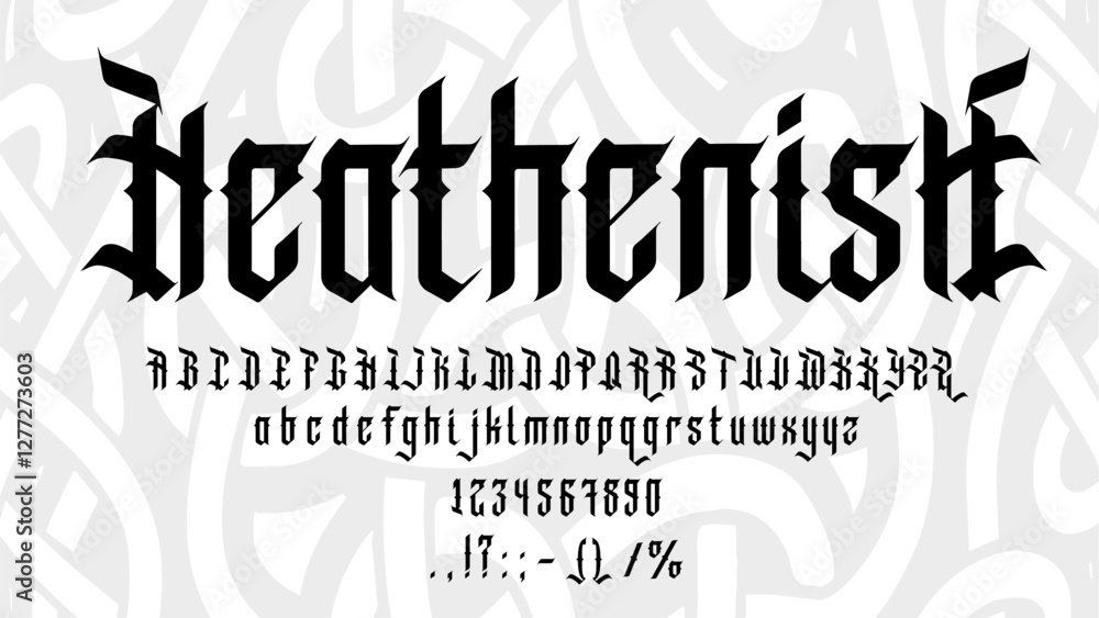 Vintage tattoo font, gothic medieval typeface, old english alphabet ...