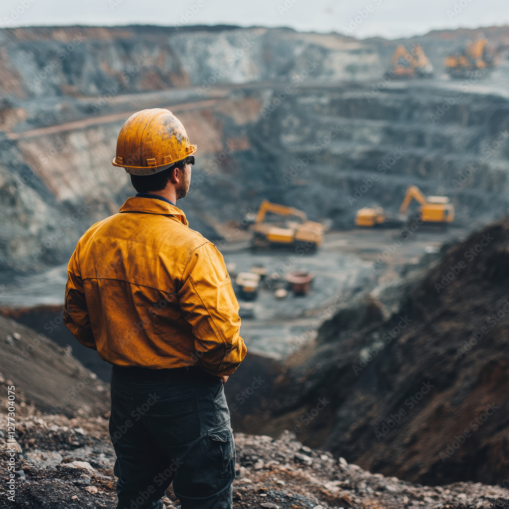 Mining operations in open pit heavy machinery industrial environment ...