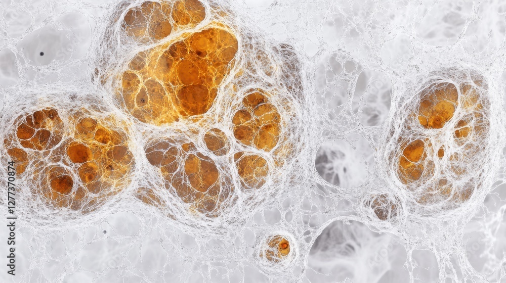 Aging cells viewed under a microscope in a clean lab. Featuring the ...