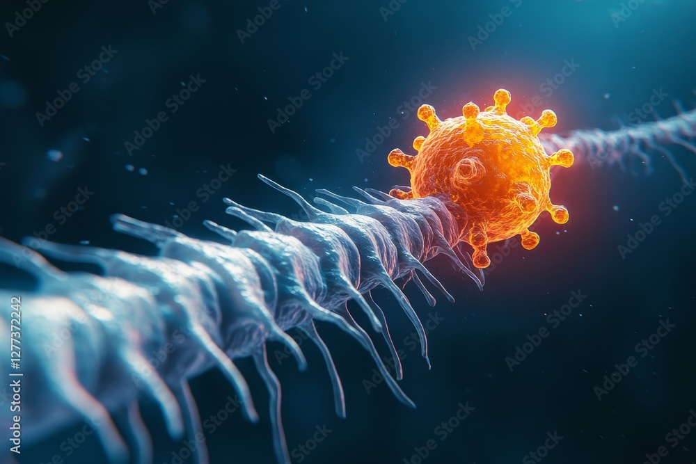 Viral Invasion of a Cellular Structure A Visual Representation of Pathogen Interaction with ...