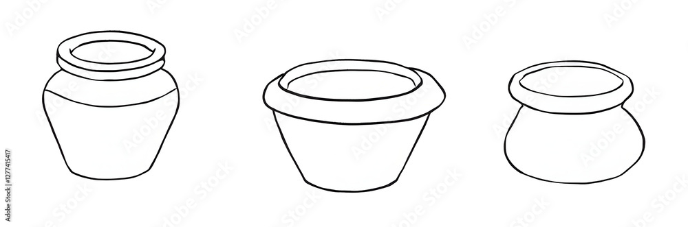 Three simple containers, minimalist line art. Empty vessels, ready to ...