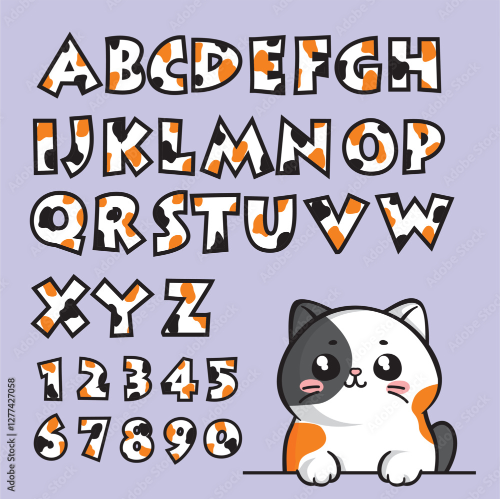 Vector de Stock English alphabets with calico cat pattern, a to z, one ...