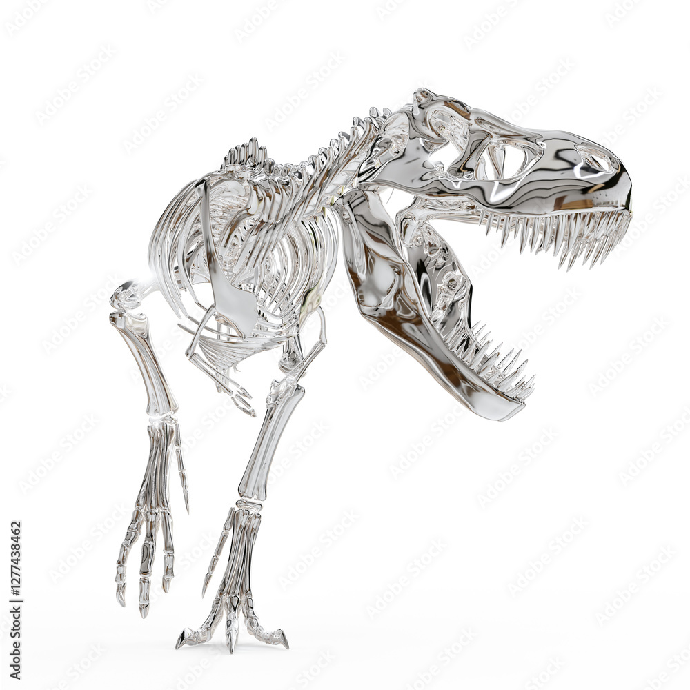 High-quality 3D render of a realistic T-Rex fossil, meticulously ...
