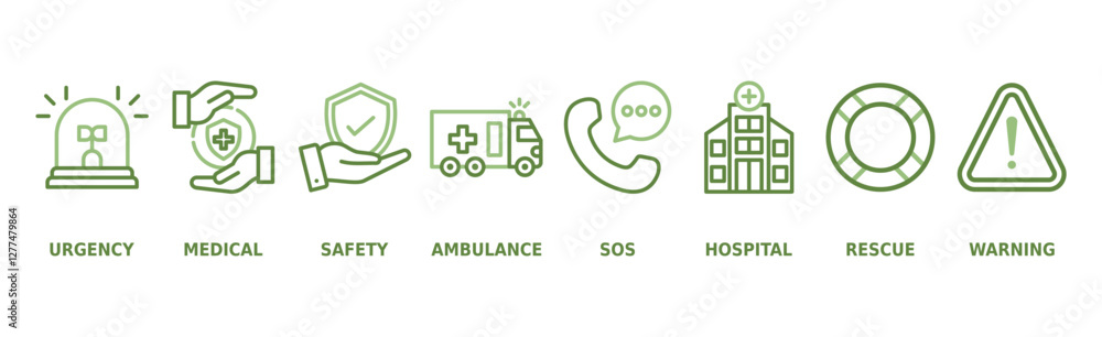Emergency banner web icon vector illustration concept with icon of ...