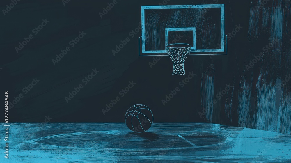 Chalkboard basketball court scene, play, game Stock Illustration ...