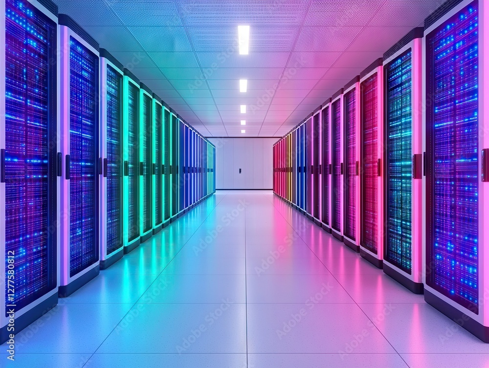 Data center technology showcase modern facility digital infrastructure high-tech environment ...