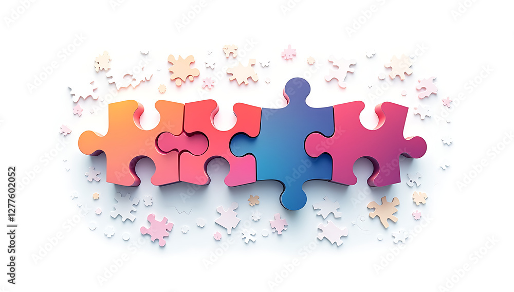 Simple 2D illustration of puzzle pieces connecting together ...