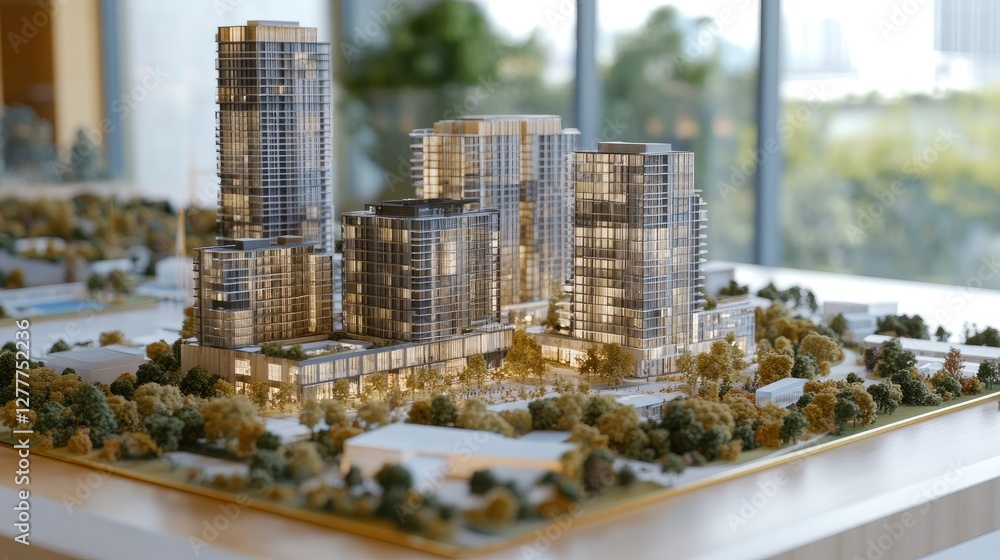 A highly detailed maquette of a mixed-use development, showcasing ...