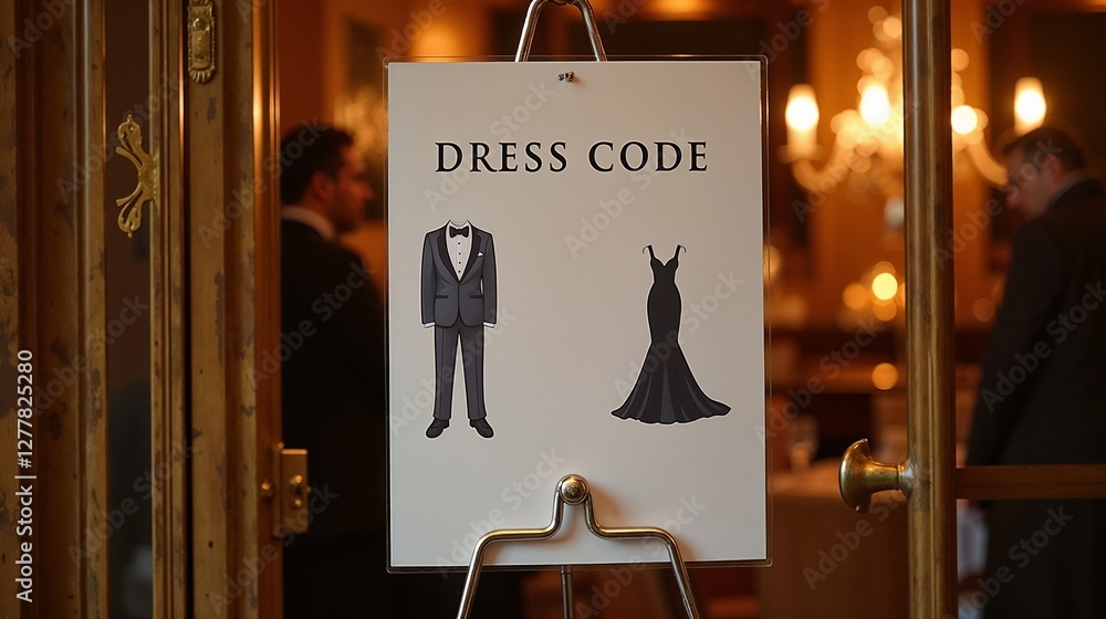 Elegant dress code sign displayed at an upscale venue indicating formal ...