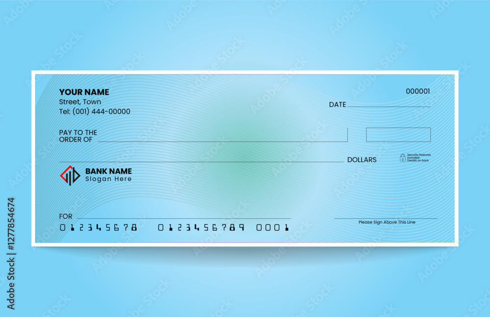 Gradient blank check template, blank check, bank cheque design, vector ...