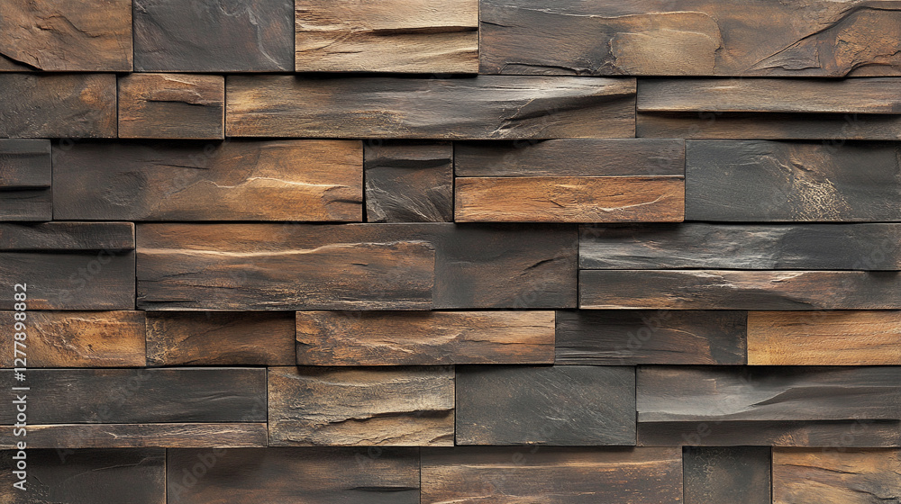 Textured stone wall cladding in earth tones. Adds depth and warmth ...