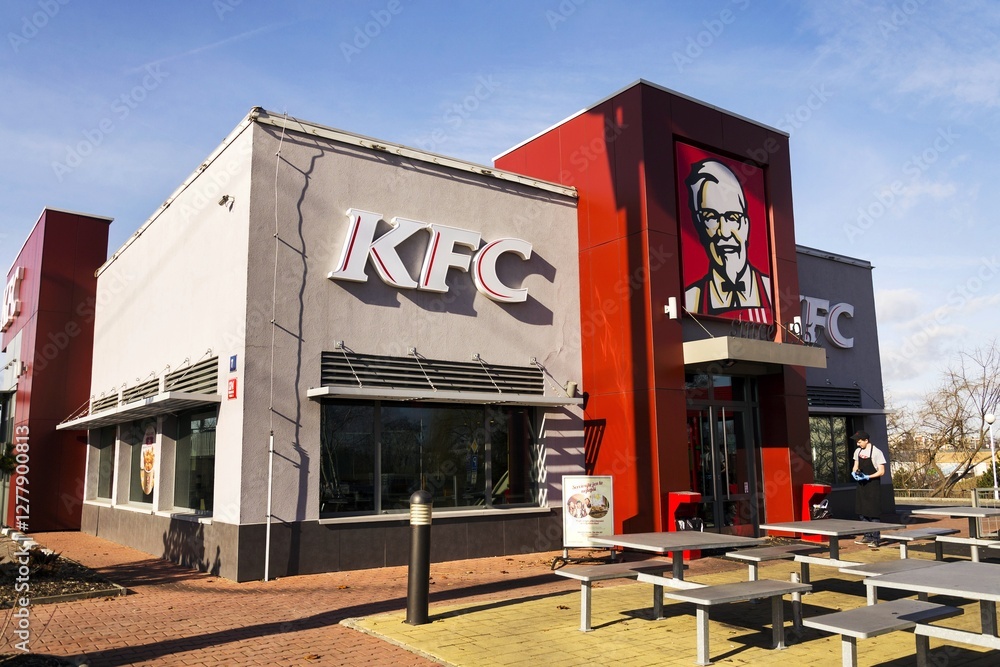 PRAGUE, CZECH REPUBLIC - FEBRUARY 25: KFC international fast food ...