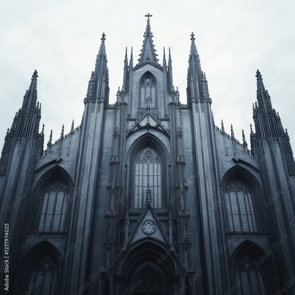 Grand Gothic Architecture of a Religious Cathedral Stone Structure ...