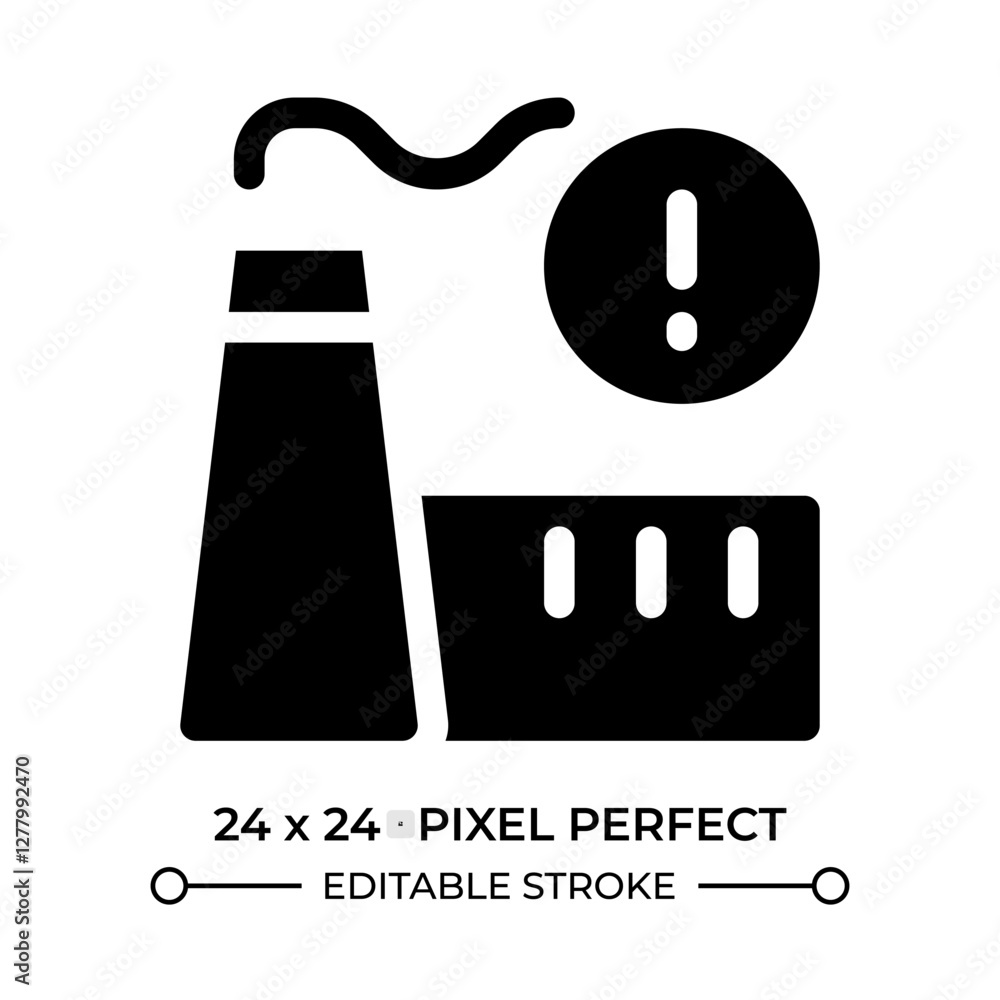 Factory danger warning glyph ui icon. Attracting attention to carbon ...