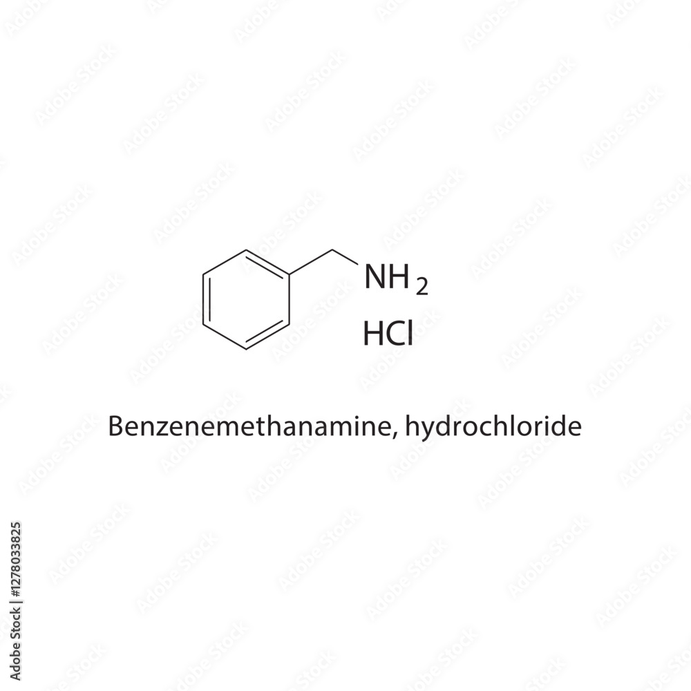 Benzenemethanamine, hydrochloride skeletal structure.Amine Salt ...