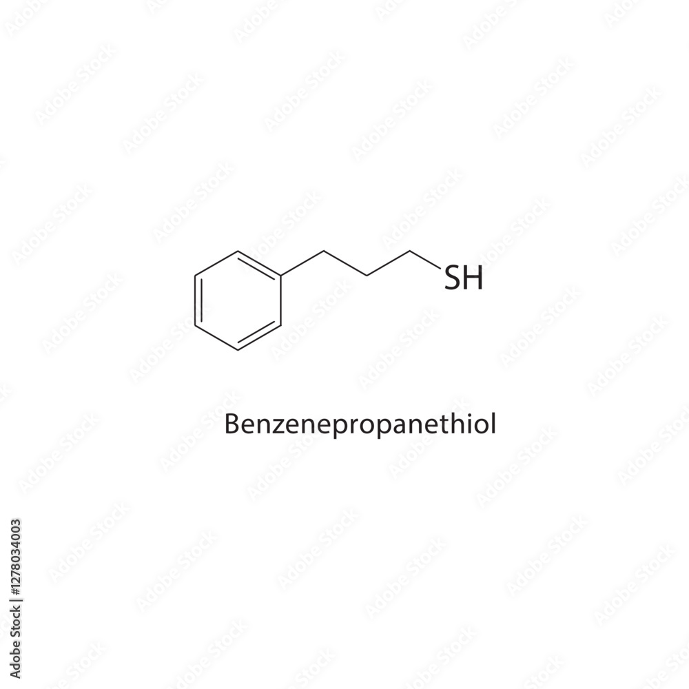 Benzenepropanethiol skeletal structure.Thiol compound schematic ...