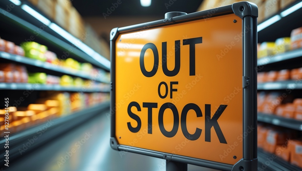 Out of Stock Sign in a Supermarket Aisle Stock Photo | Adobe Stock