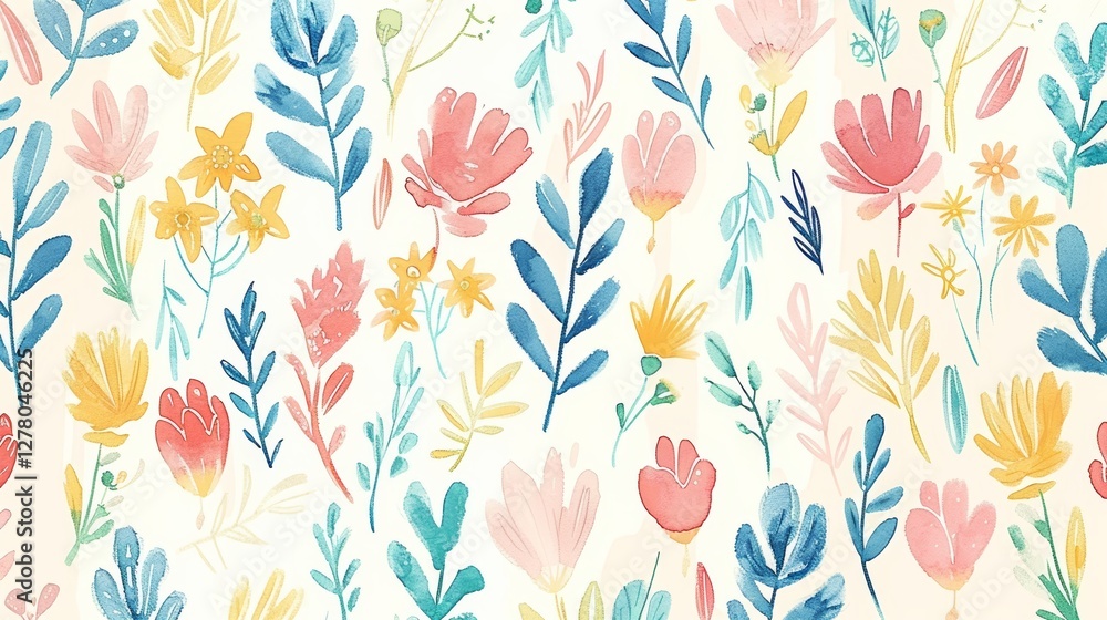 Colorful floral pattern, spring flowers, decorative background ...