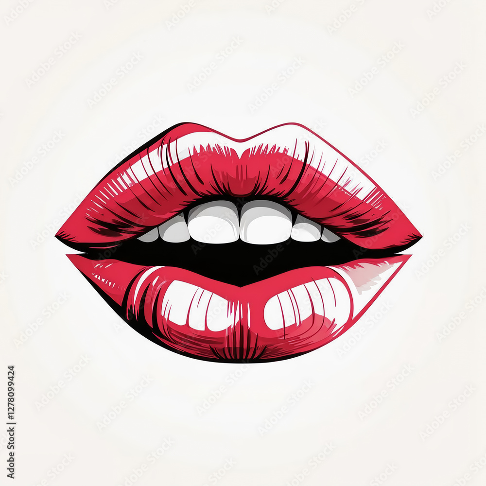 red plump female lips, human mouth, kiss.. artificial intelligence ...