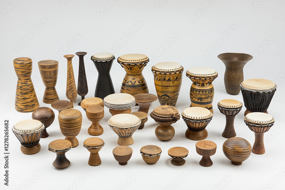 Collection of world percussion instruments featuring diverse shapes and ...