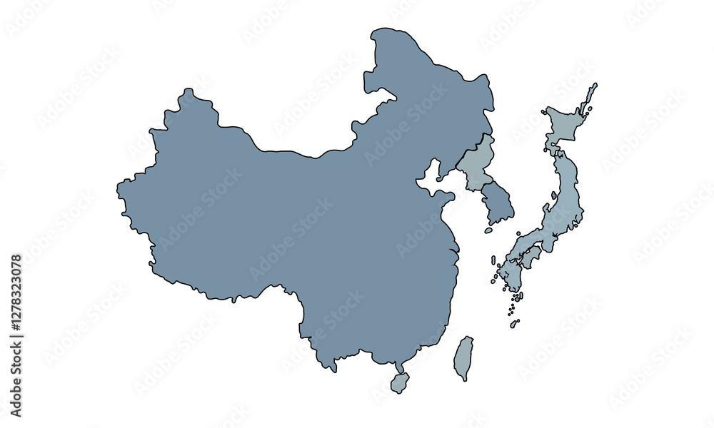 Regions of East Asia. Political map with single countries. Stock Vector ...
