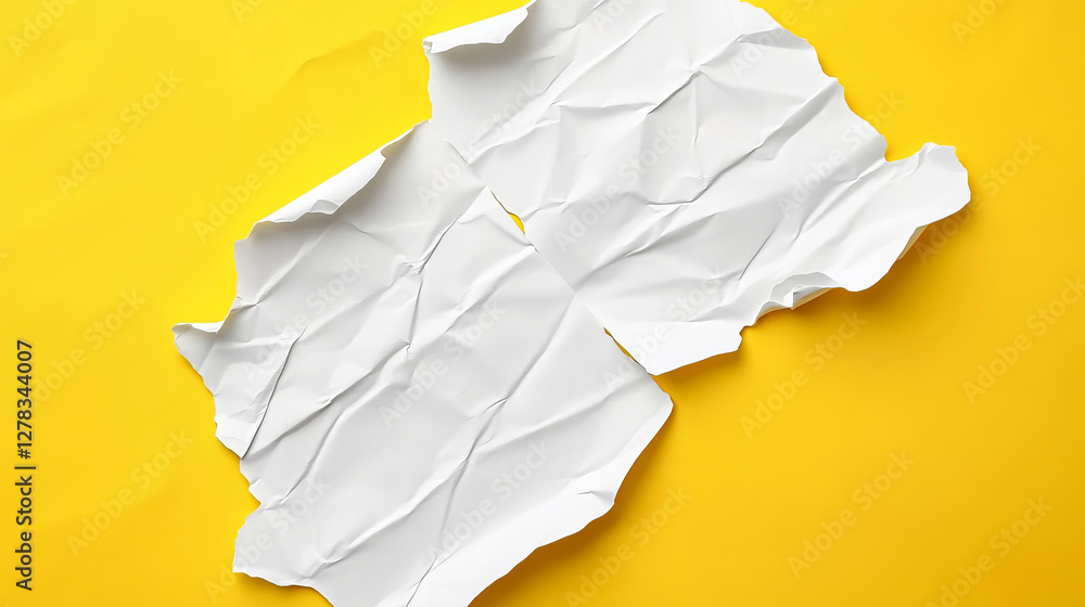 Folded blank posters, white paper sheets with crossing creases top view ...