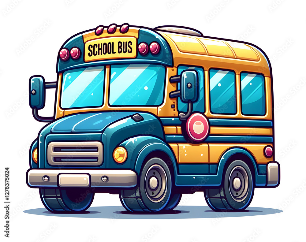 cute school bus comic style drawing (artwork 1) Stock Illustration ...