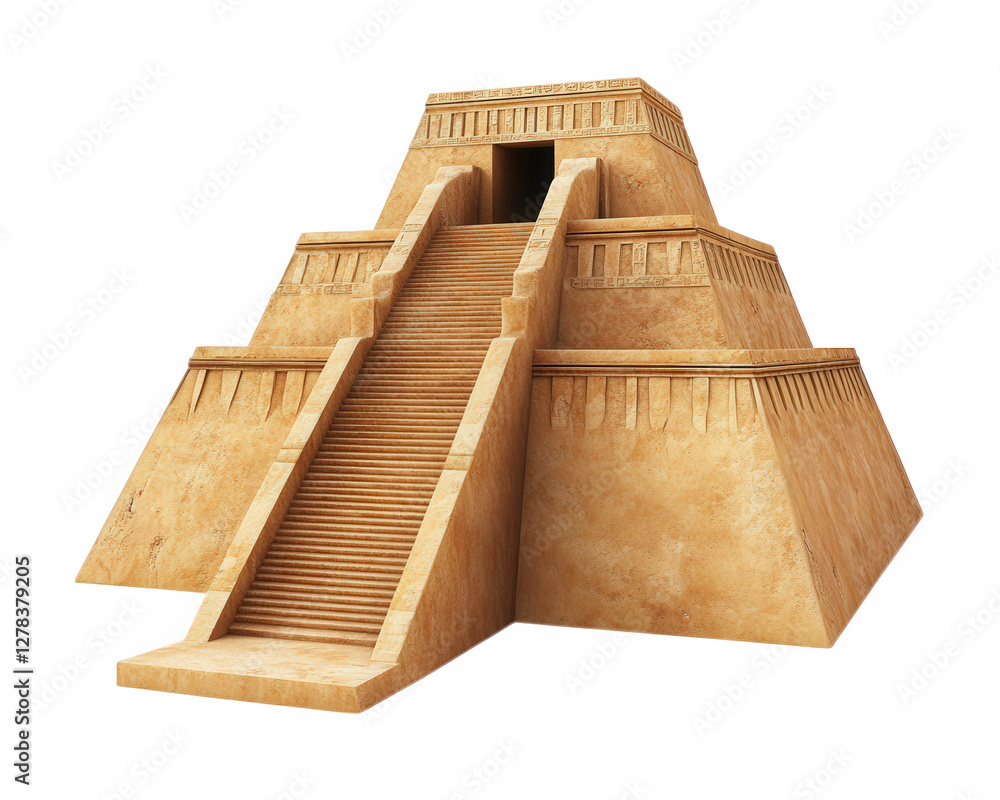 towering Sumerian ziggurat with massive stone steps and intricate ...